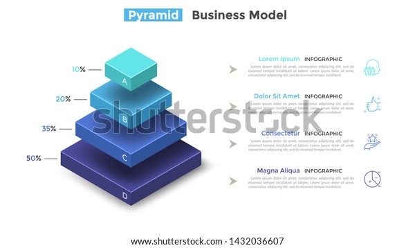 Tiered Pyramid Diagram 4 Segments Layers Stock Vector (Royalty Free ...