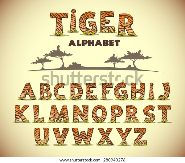 Tiger Alphabet Vector Font Wild Pattern Stock Vector (Royalty Free ...