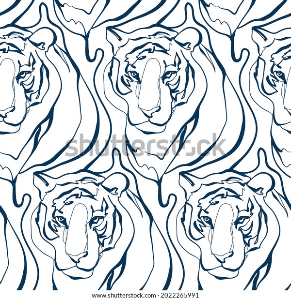 Tiger Animal Art Line Vector Modern 库存矢量图（免版税）2022265991 | Shutterstock