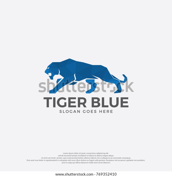 Tiger Blue Logo Illustration Walking Tiger Stock Vector (Royalty Free ...