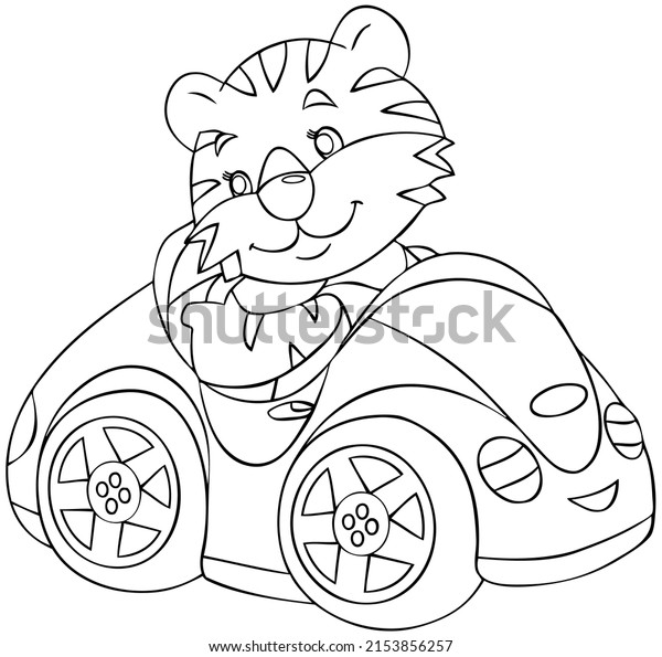 Tiger Car Element Coloring Page Cartoon 库存矢量图（免版税）2153856257 | Shutterstock