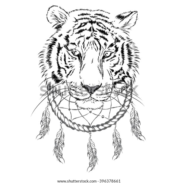 Tiger Dreamcatcher Vector Illustration Stock Vector (Royalty Free ...
