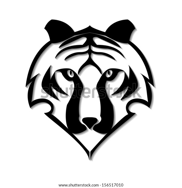 Tiger Face Black White Simplified Vector: เวกเตอร์สต็อก (ปลอดค่า ...