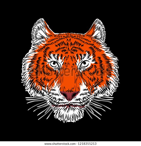 Tiger Face Color Stock Vector (Royalty Free) 1218355213 | Shutterstock
