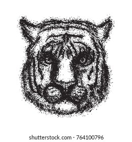 Tiger Face Stippling Style On White Stock Vector (Royalty Free) 764100796