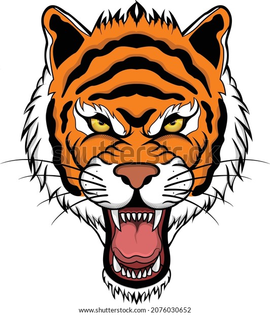 Tiger Face Vector Art Colorful Stock Vector (Royalty Free) 2076030652 ...