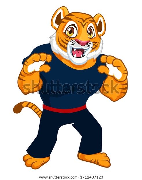Tiger Fighter Mascot Cartoon Vector Stock Vector (Royalty Free) 1712407123
