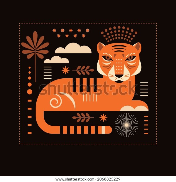 Tiger Flat Design Poster Card Banner Stock Vector (Royalty Free ...