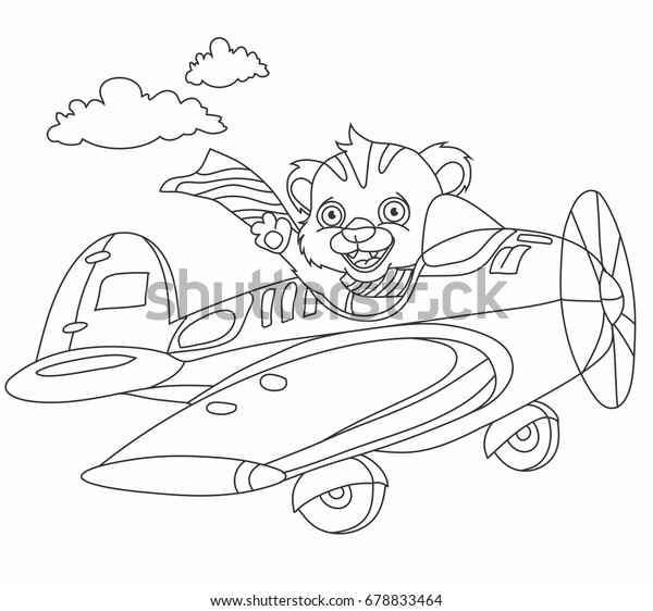 Tiger Flying On Airplane Clouds Blue: เวกเตอร์สต็อก (ปลอดค่าลิขสิทธิ์ ...