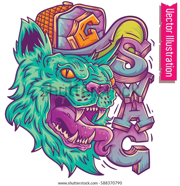 Tigerganker im swag-Stil, Vektorgrafik für T-Shirt. Verrückte Mode ...