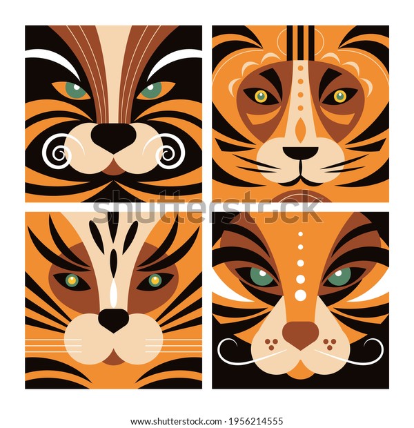 Tiger Geometric Vector Illustrations Tiger Style Stock Vector (Royalty ...