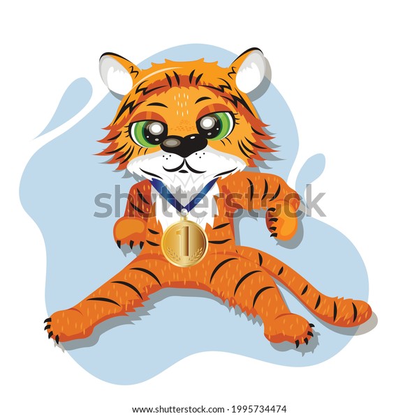 Tiger Gold Medal Tiger Winner Vector Stock Vector (Royalty Free ...