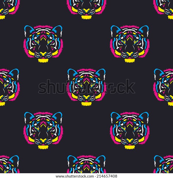Tiger Head Colored Cmyk Colors Vector Stock Vector (Royalty Free ...