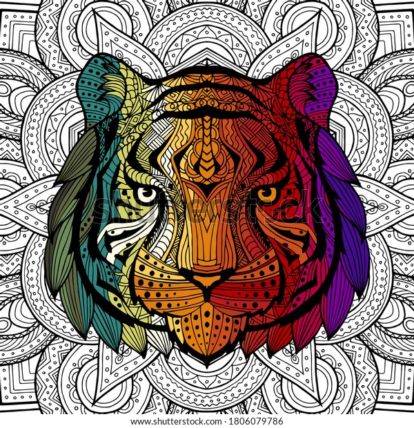 Tiger Head Detailed Style Zentangle Tiger Stock-vektor (royaltyfri ...