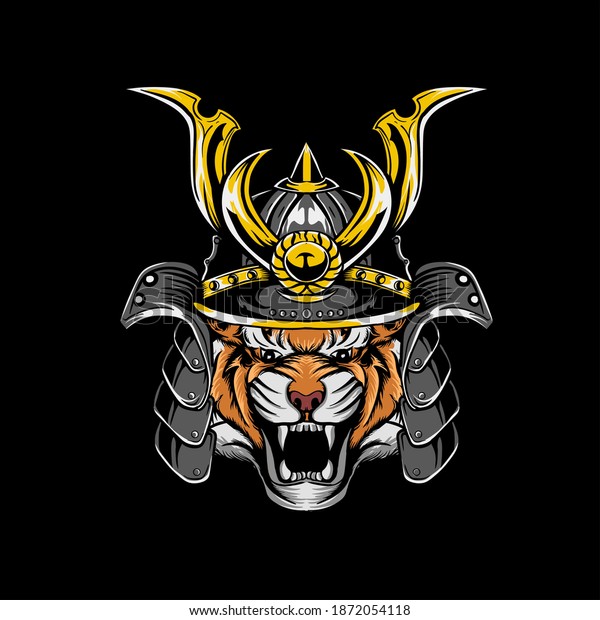 Tiger Head Mascot Samurai Mask Stock Vector (Royalty Free) 1872054118 ...
