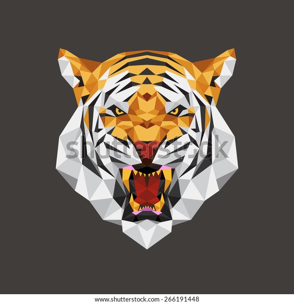 Tiger Head Polygon Geometric Vector Illustration Stock Vector (Royalty ...