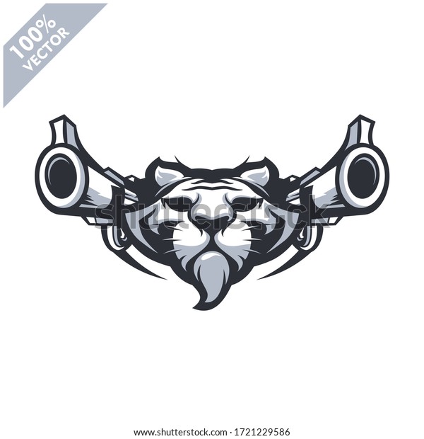 Tiger Head Two Gun Tactical Team Stock Vector (Royalty Free) 1721229586 ...
