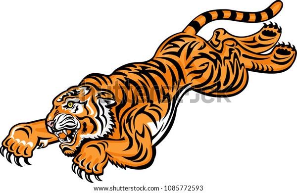 Tiger Jump Tattoo Stock Vector (Royalty Free) 1085772593 | Shutterstock