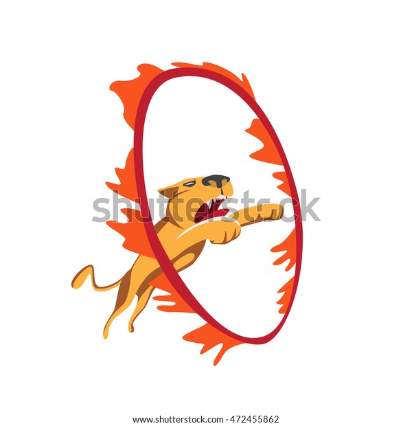 Tiger Jumping Through Ring Fire Isolated 库存矢量图（免版税）472455862 | Shutterstock