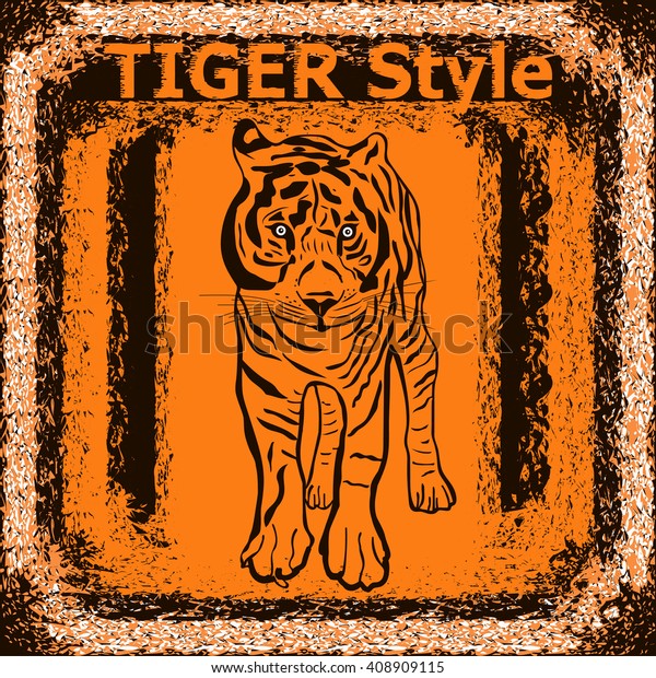 Tiger Label Design Posters Tshirts Greeting Stock Vector (Royalty Free ...