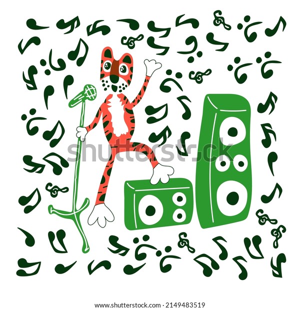 Tiger Microphone Speaker System Symbols Notes: เวกเตอร์สต็อก (ปลอดค่า ...