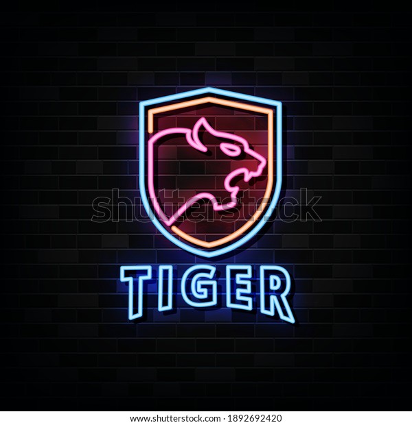 Tiger Neon Logo Vector Design Template Stock Vector (Royalty Free ...
