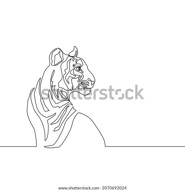 Tiger One Line Drawing Style Abstract Stock Vector (Royalty Free ...