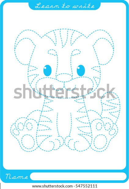 Tiger Preschool Worksheet Practicing Fine Motor: เวกเตอร์สต็อก (ปลอดค่า ...