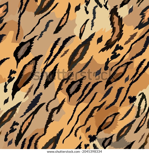 Tiger Print Vector Seamless Pattern Tiger Stock Vector (Royalty Free ...