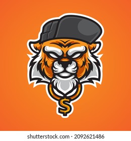 Tiger Rapper Head Mascot Logo Stock Vector (Royalty Free) 2092621486 ...
