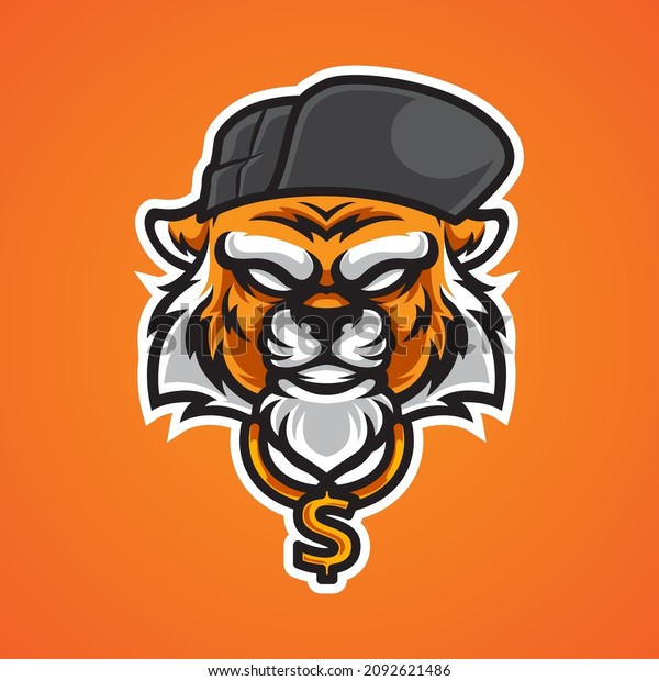 Tiger Rapper Head Mascot Logo Stock Vector (Royalty Free) 2092621486 ...