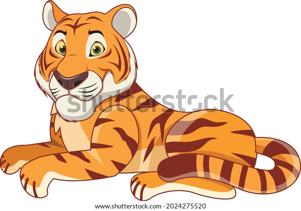 Tiger Sitting Cartoon Vector Art Illustration Stock Vector (Royalty ...
