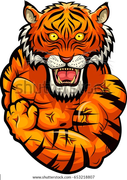 Tiger Strong Mascot Vector Illustration Stock Vector (Royalty Free ...