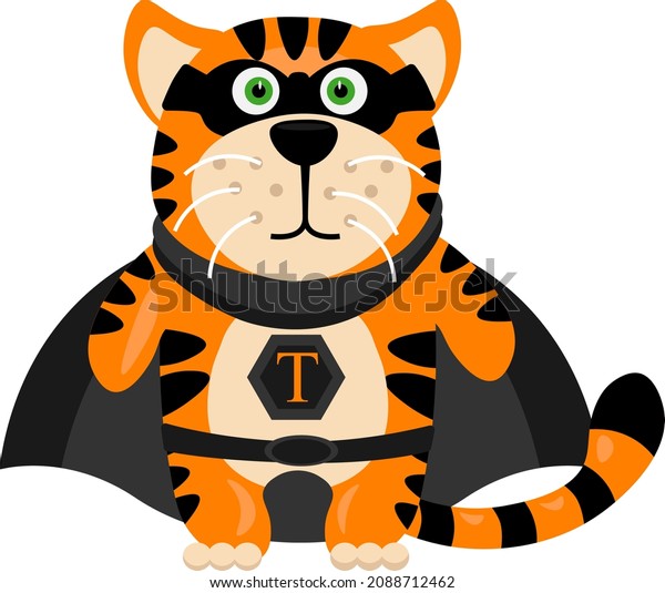 Tiger Superhero Vector Illustration Funny Cartoon: เวกเตอร์สต็อก (ปลอด ...