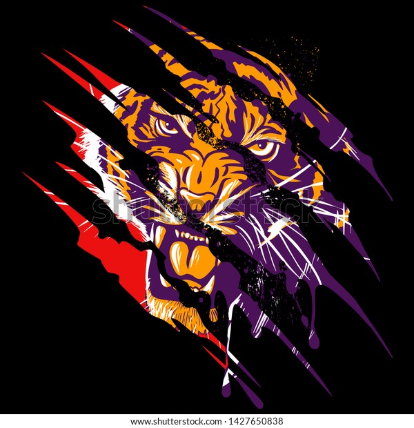 Tiger That Looks Like He Peeping Stock Vector (Royalty Free) 1427650838