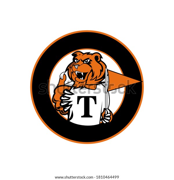 Tiger University Mascot Cartoon Vector Round Stock Vector (Royalty Free ...