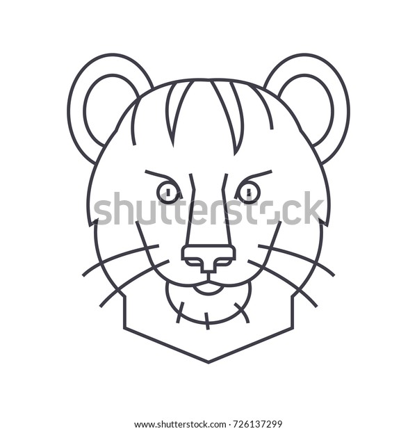 Tiger Vector Line Icon Sign Illustration Stock Vector (Royalty Free ...