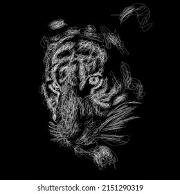 Tiger Vector Sketch Illustration Scribble Art Stock Vector (Royalty ...