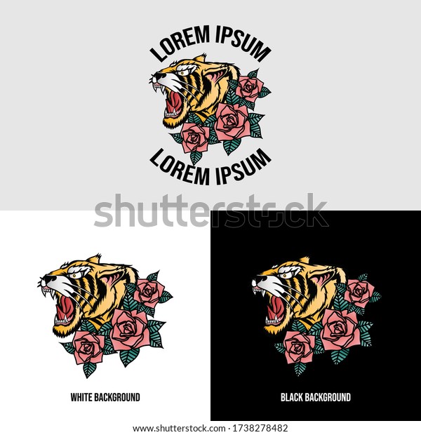 Tiger Vintage Logo Editable Template Collection Stock Vector (Royalty ...