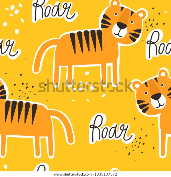Tigers English Text Hand Drawn Backdrop Stock Vector (Royalty Free ...