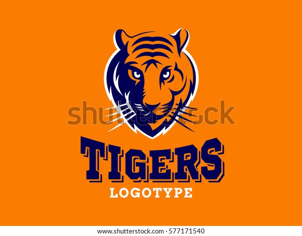 Tigers Logo Icon Illustration On Orange Stock Vector (Royalty Free ...