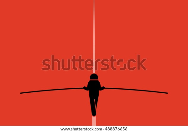 Tightrope Walker Walking Balancing On Wire Stock Vector (Royalty Free ...