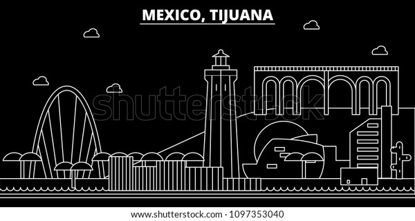 Tijuana Silhouette Skyline Mexico Tijuana Vector: Stock-Vektorgrafik ...
