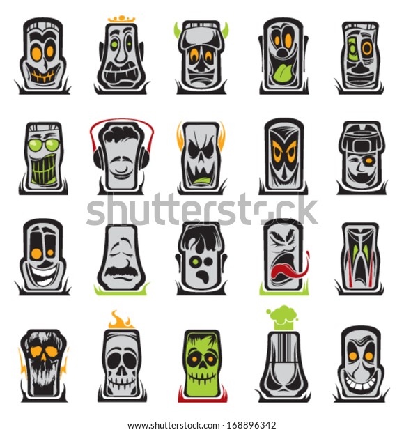 Tiki Heads Stock Vector (Royalty Free) 168896342 | Shutterstock