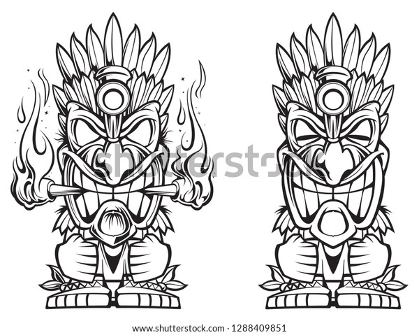 Tiki Statue Isolated Stock Vector (Royalty Free) 1288409851