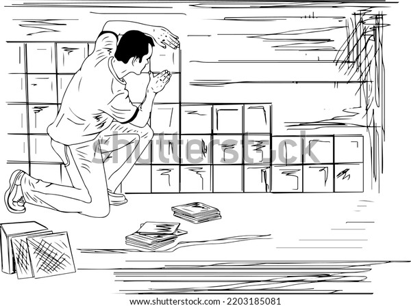 Tile Worker Fixing Wall Tiles Bathroom Stock Vector (Royalty Free ...