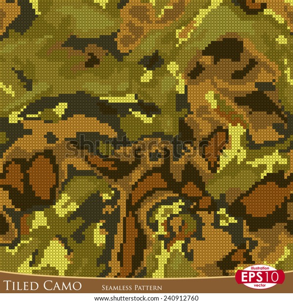 Tiled Camouflage Vector Illustration Seamless Pattern Stock Vector ...