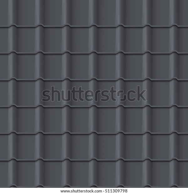 Tiled roof seamless pattern. Black color. Classic style. Vector ...