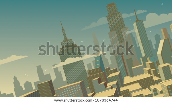 Tilted Cartoon Cityscape Background Comics City: เวกเตอร์สต็อก (ปลอดค่า ...