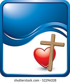 Tilted Cross Heart Blue Wave Background Stock Vector (Royalty Free ...